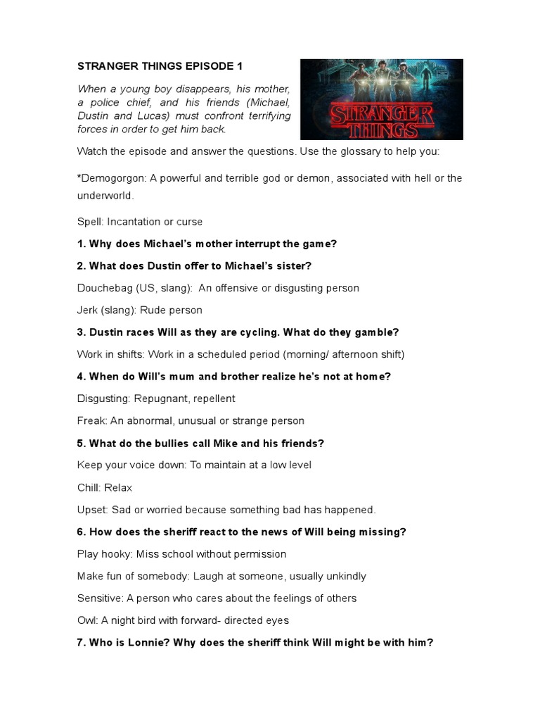 Stranger Things Episode 1 | PDF