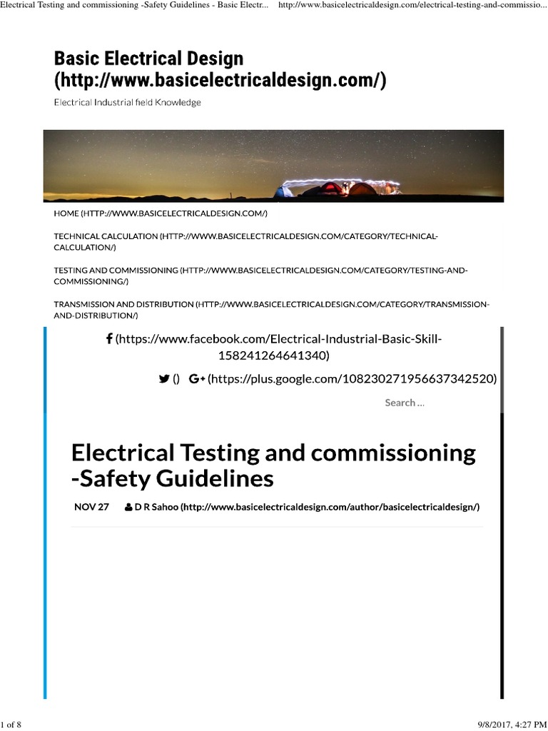 Electrical Testing and Commissioning - Safety Guidelines - Basic ...