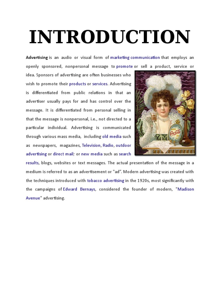 Advertising Is An Audio or Visual Form Of: Marketing Communication ...