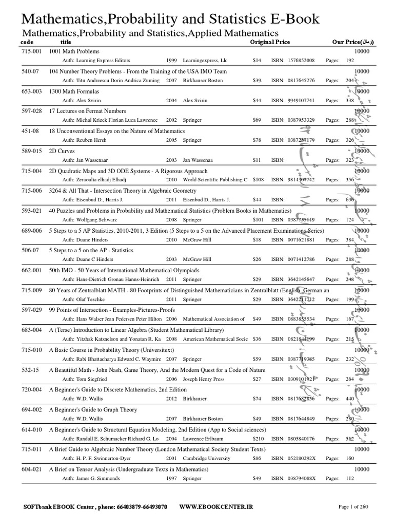 Mathematics, Probability and Statistics, Applied Mathematics (6222 ...