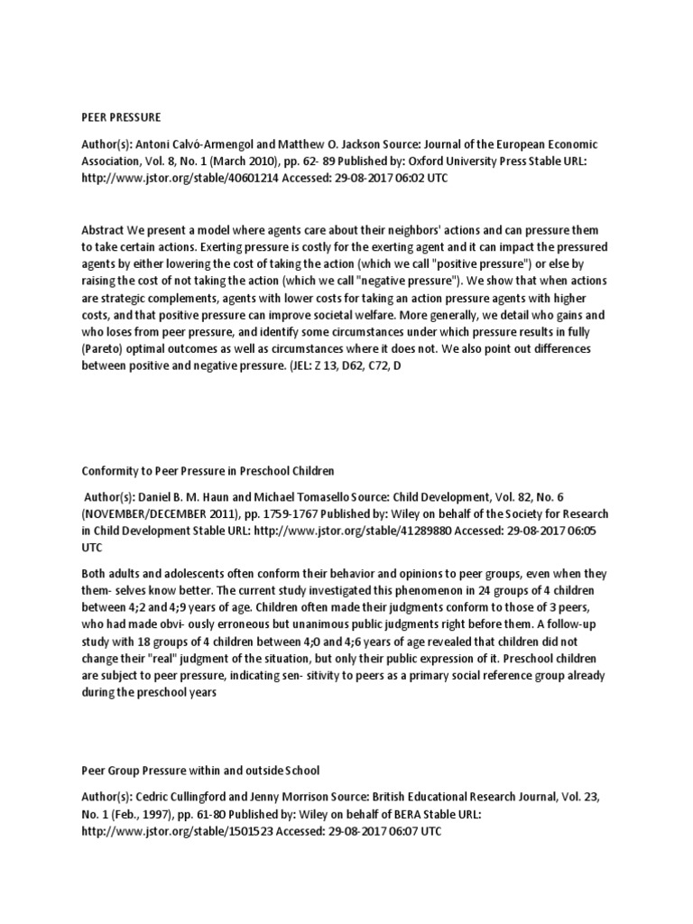 Peer Pressure | PDF | Adolescence | Cognition
