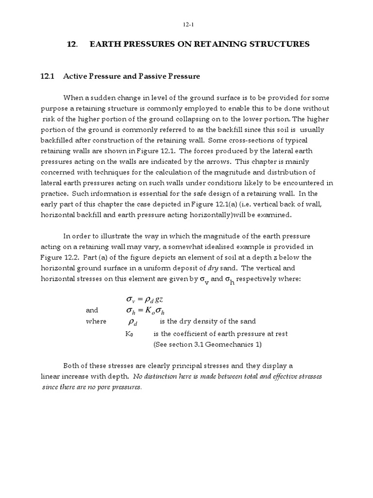 Earth Pressures on Retaining Walls | PDF | Soil Mechanics | Pressure