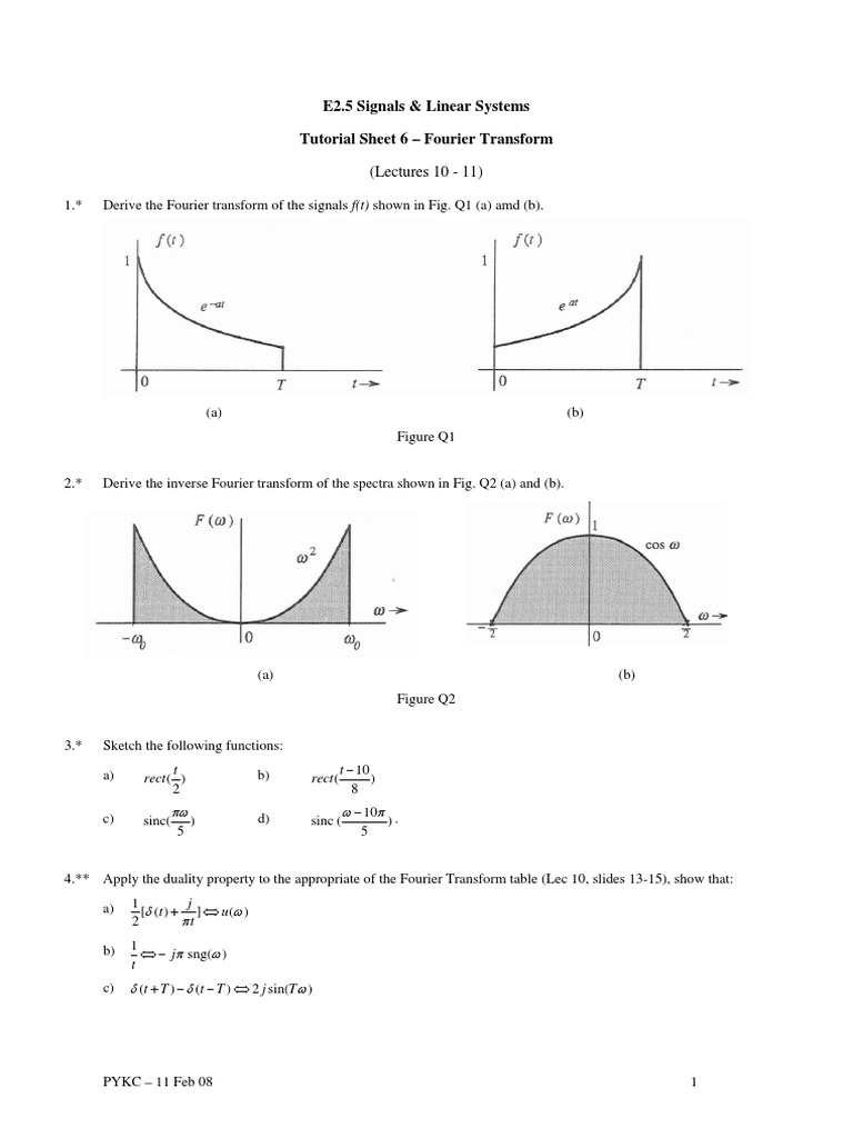 Tutorial 6 Fourier Transform Pdf Fourier Transform Modulation