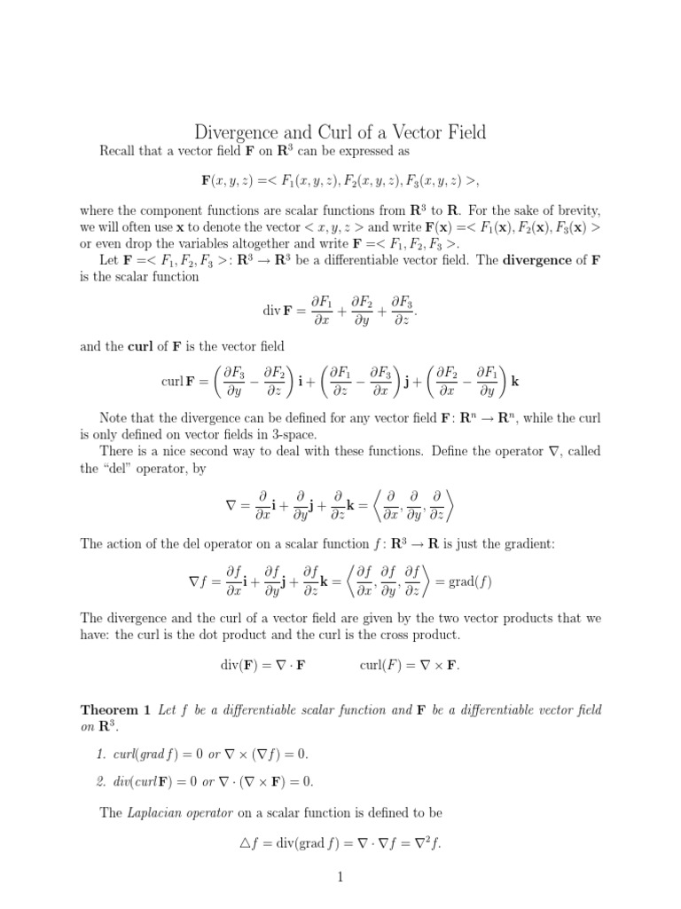 Curl and Div | PDF | Divergence | Gradient