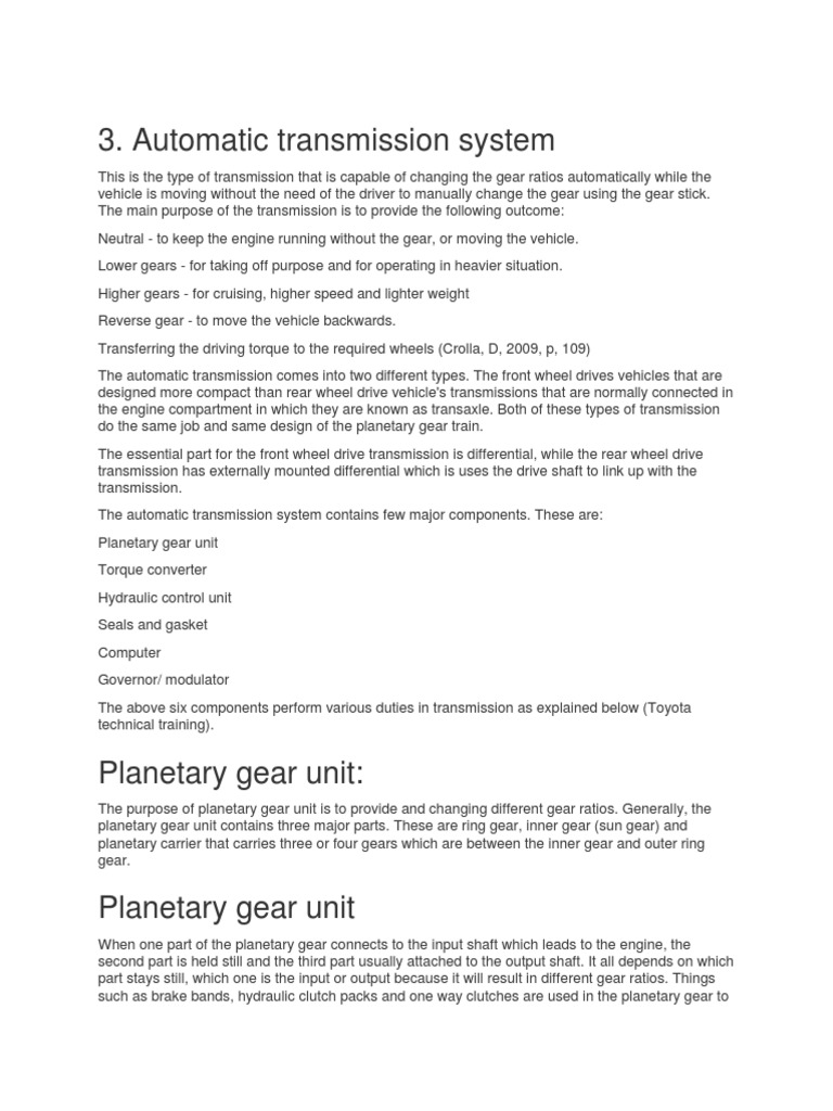 Automatic Transmission System | Download Free PDF | Clutch | Automatic ...