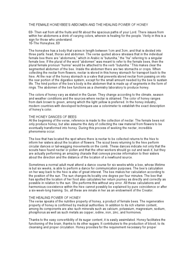 Quran Miracles | PDF | Bees | Honey Bee