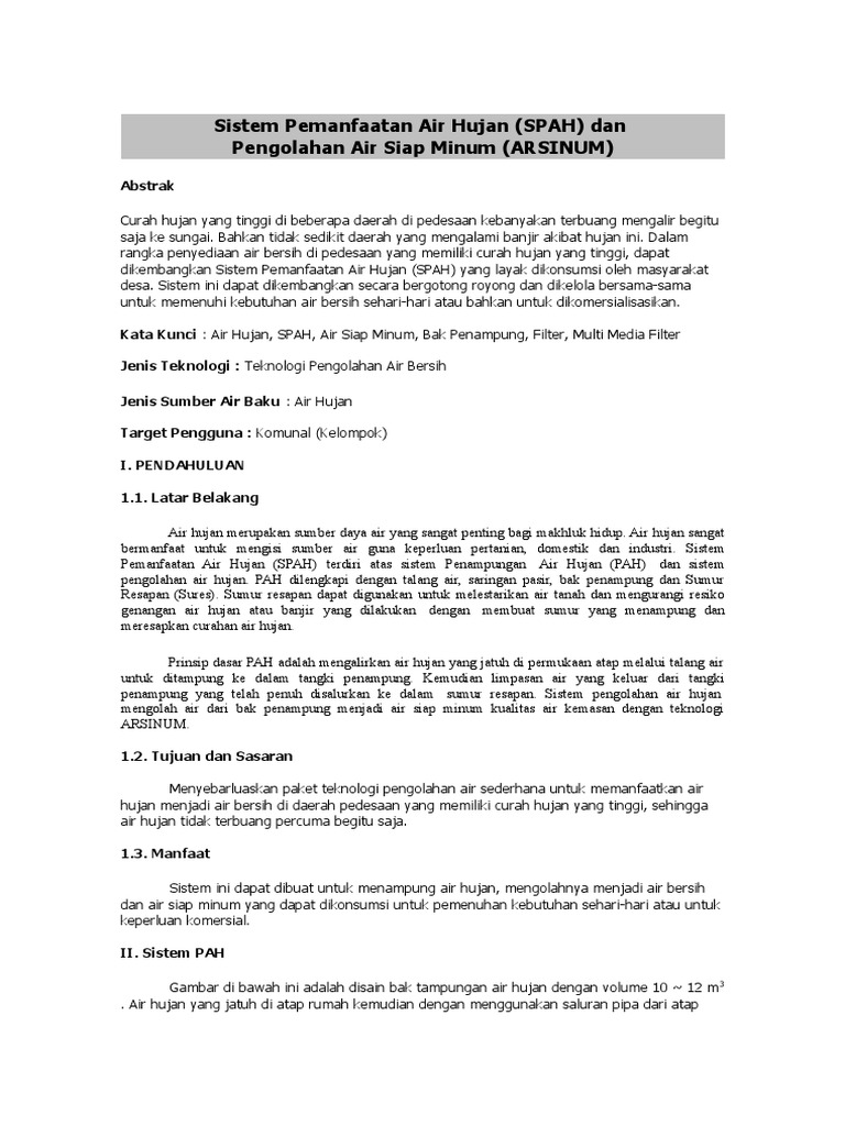 Sistem Pemanfaatan Air Hujan | PDF