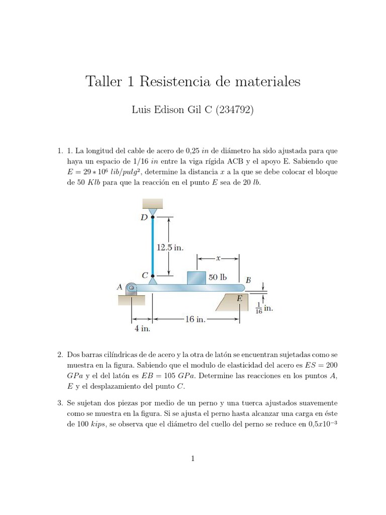 Ejercicios Resistencia de Materiales | Unduh gratis PDF | Elasticidad (Física) | Acero