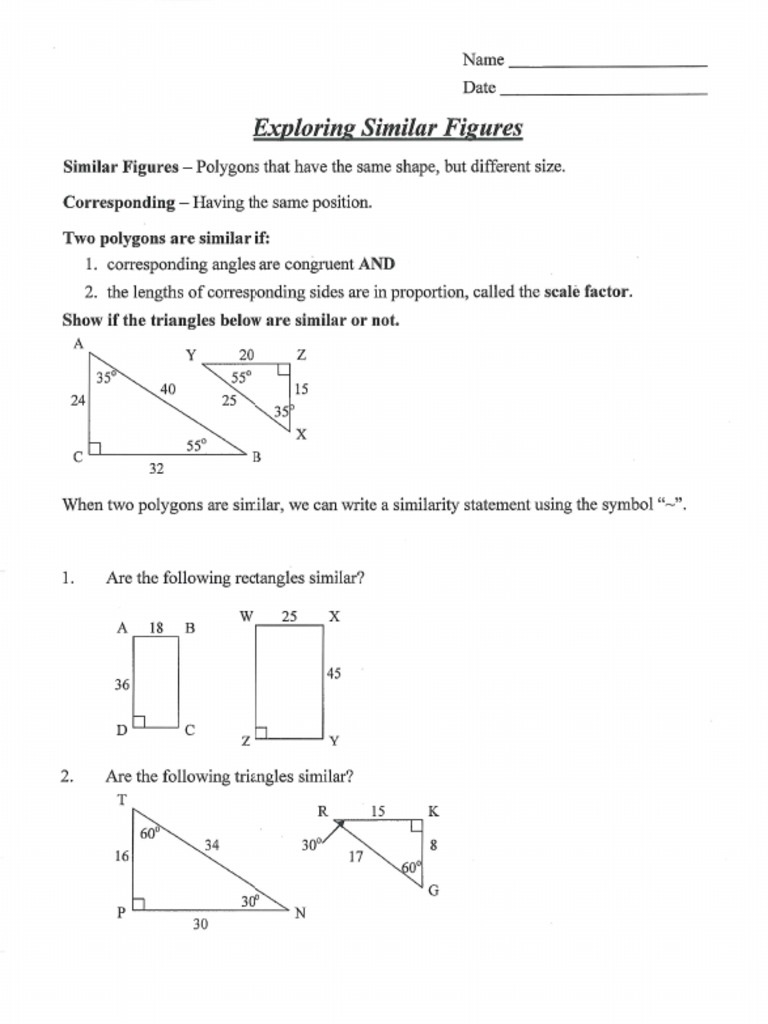 Exploring Similar Figures Answers | PDF