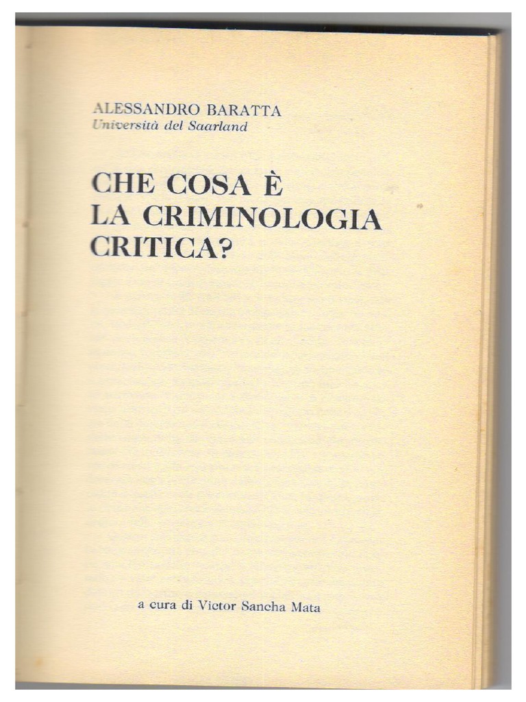 Alessandro Baratta - o Que É A Criminologia Crítica | PDF