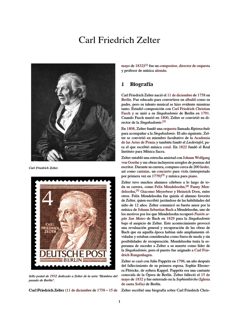 Carl Friedrich Zelter | PDF | Las artes escénicas | Música clásica