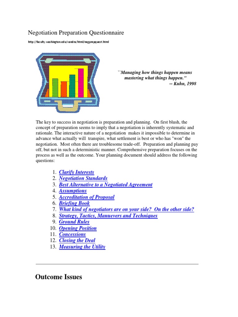 Effective Negotiation Preparation Guide | PDF | Negotiation | Strategic ...