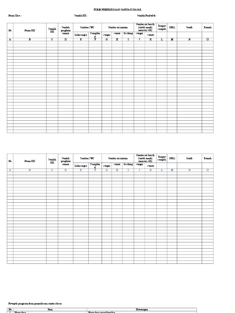 Form Pemeriksaan Sanitasi Dasar | PDF