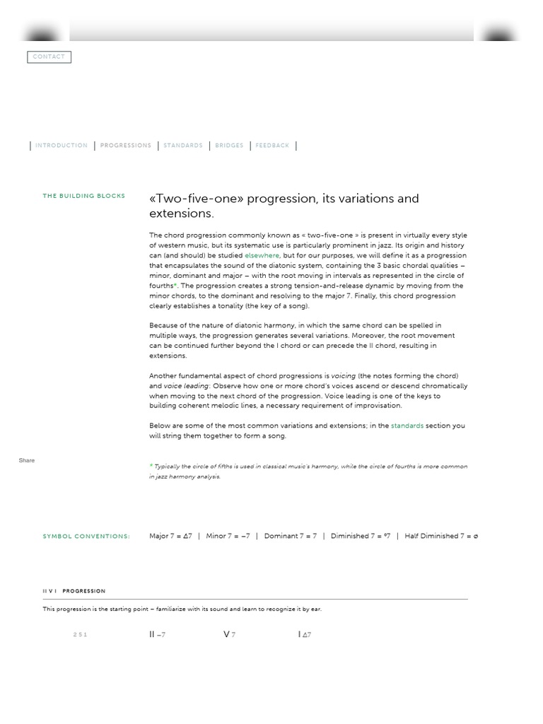 Jazz Standards Visual Aid - Progressions | PDF | Chord (Music) | Harmony