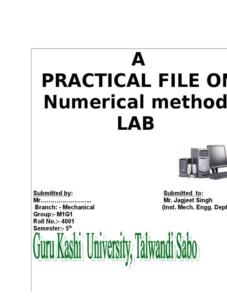 Numerical Methods Practical File | PDF | Teaching Methods & Materials