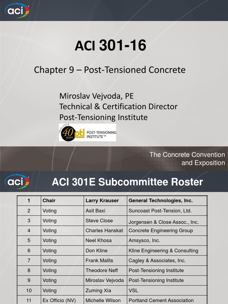 ACI 301 Chapter 9 Post Tensioning Vejvoda | PDF | Prestressed Concrete | Concrete