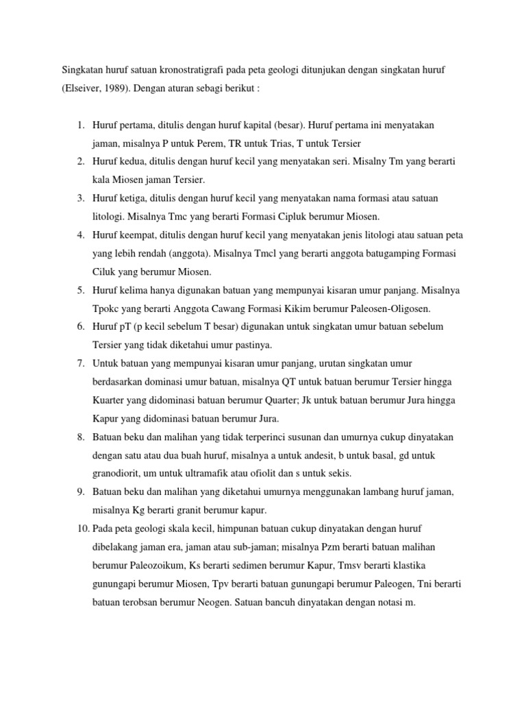 Singkatan Huruf Satuan Kronostratigrafi Pada Peta Geologi | PDF