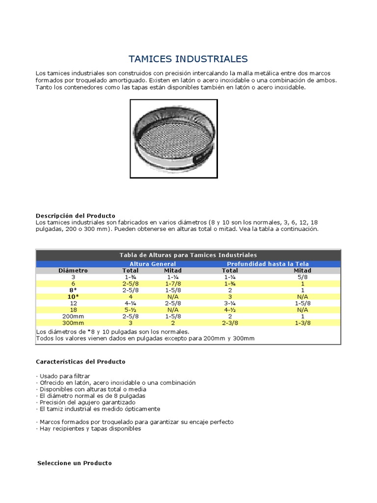 Tamices Industriales | Acero | Soldadura