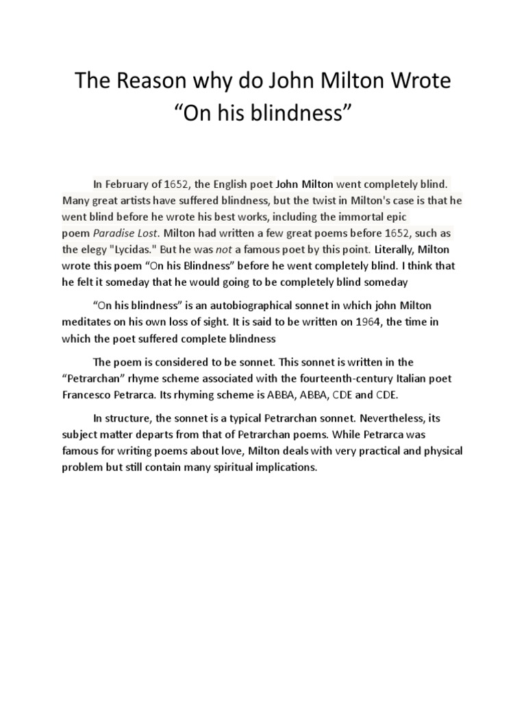 On His Blindness | PDF