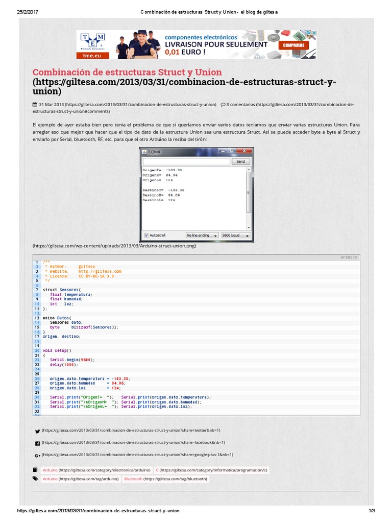 Combinación de Estructuras Struct y Union - El Blog de Giltesa | PDF ...