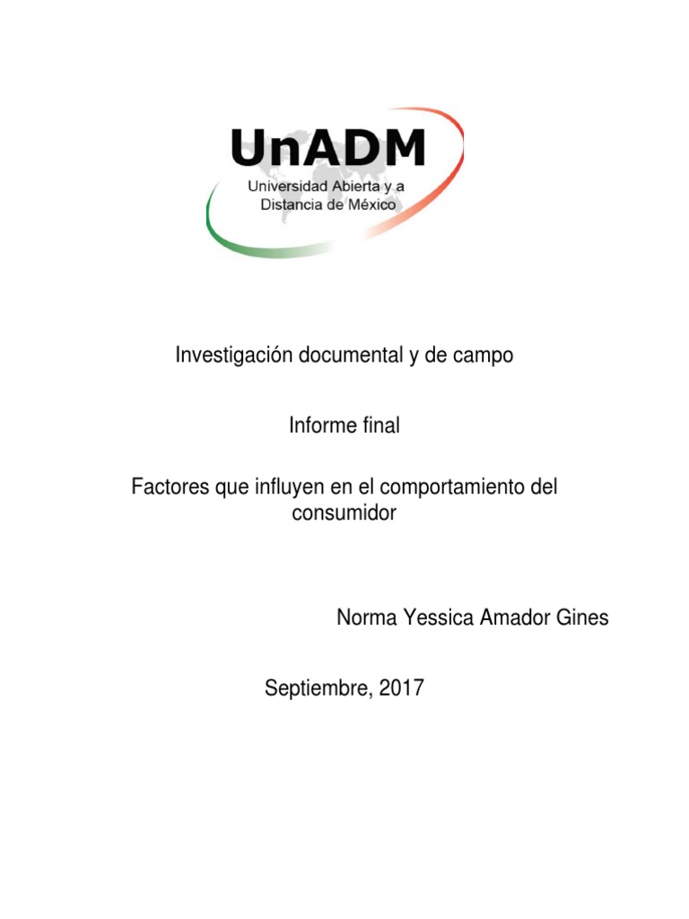S8 Norma Amador Informe | PDF | Comportamiento del consumidor | Marketing