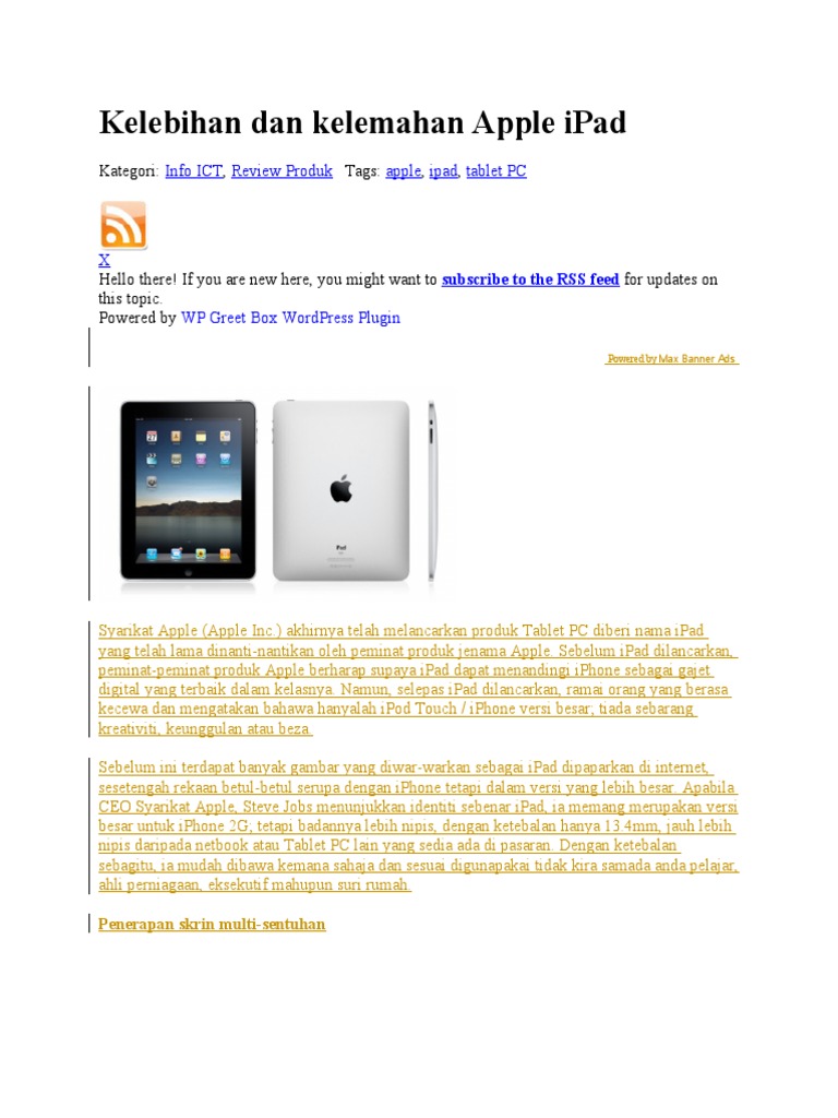 Kelebihan Dan Kelemahan Apple Ipad | PDF