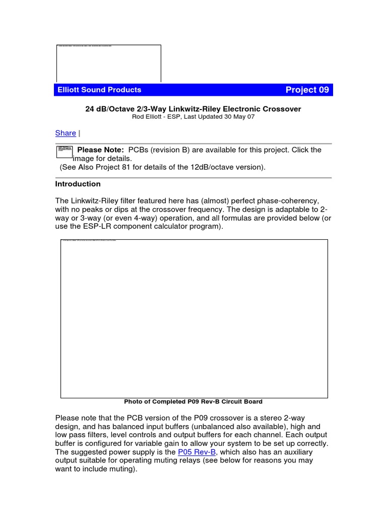24 DB Octave 2 and 3-Way Linkwitz-Riley Electronic Crossover | PDF ...