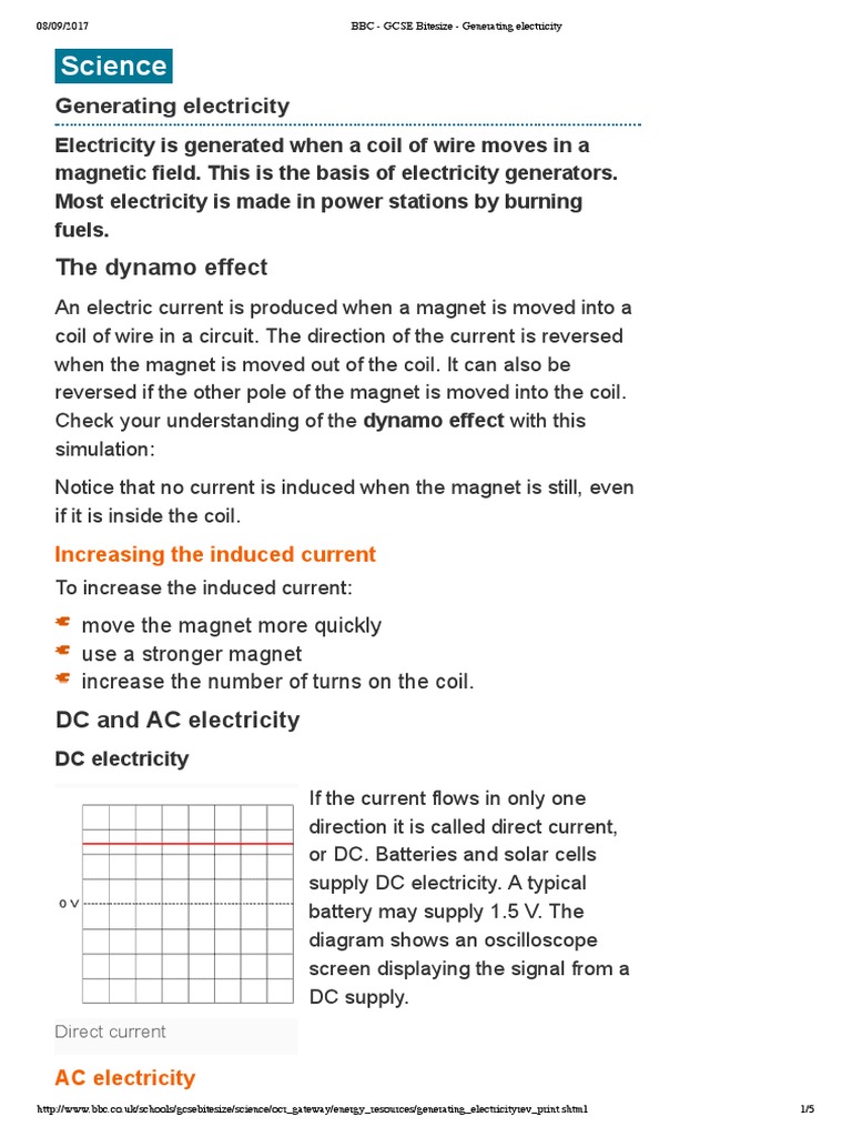 BBC - GCSE Bitesize - Generating Electricity | PDF | Electric Generator ...