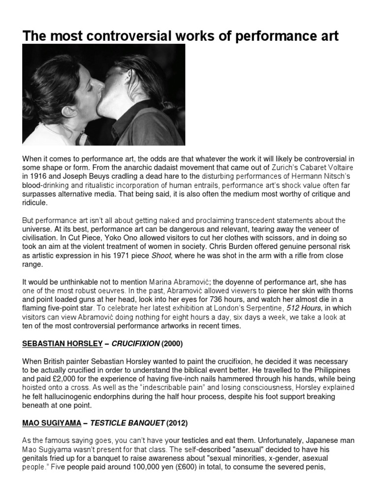 The 10 Most Controversial Works of Performance Art | PDF | Performance ...