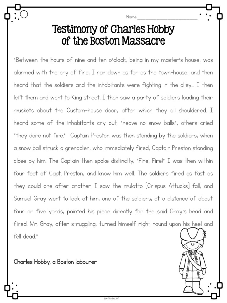 Boston Massacre Differentiated Activities 1 | PDF