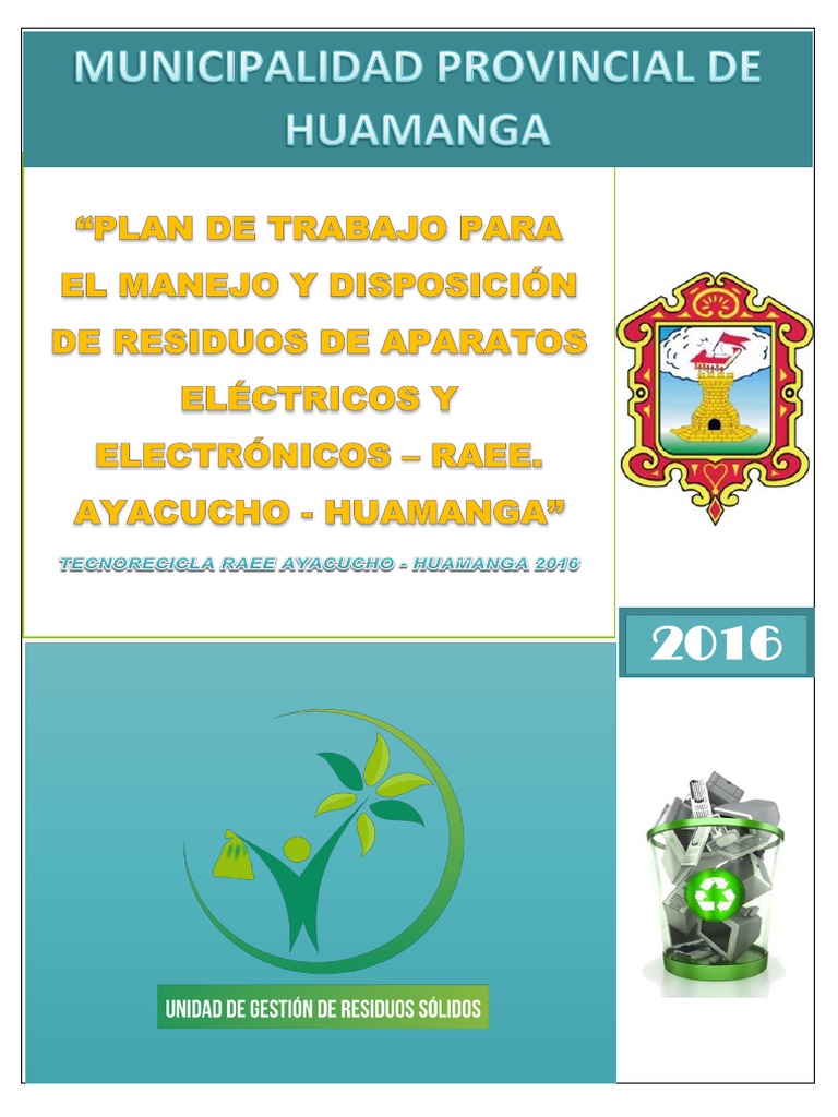 Plan de Trabajo Manejo y Diposicion de Raee | PDF | Residuos | Industrias