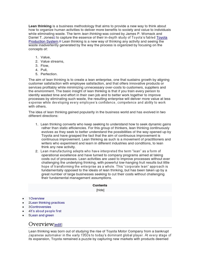 An Introduction to Lean Thinking: Principles, Practices, and ...