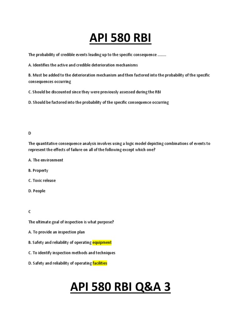 Api 580 Rbi | PDF | Reliability Engineering | Risk