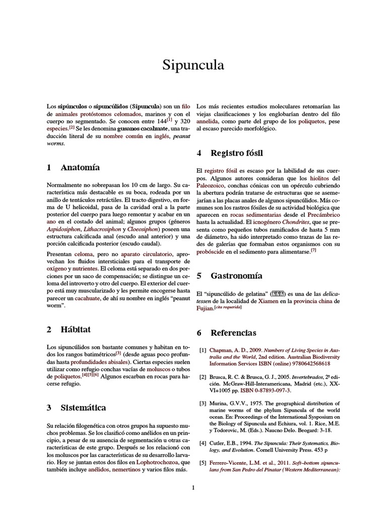 Sipuncula | PDF | Phyla animal | Protostomas