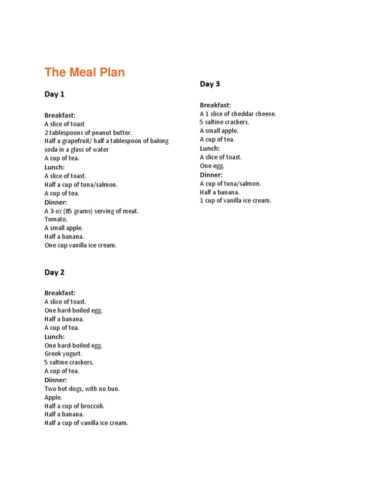 The Meal Plan: Day 1 Day 3 | PDF