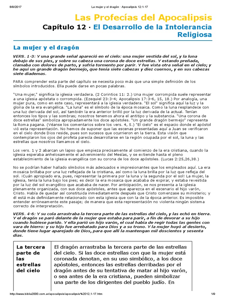 La Mujer y El Dragón Apocalipsis 12-1-17 | PDF | Libro de revelación ...