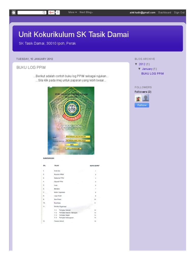 Unit Kokurikulum SK Tasik Damai - BUKU LOG PPIM | PDF