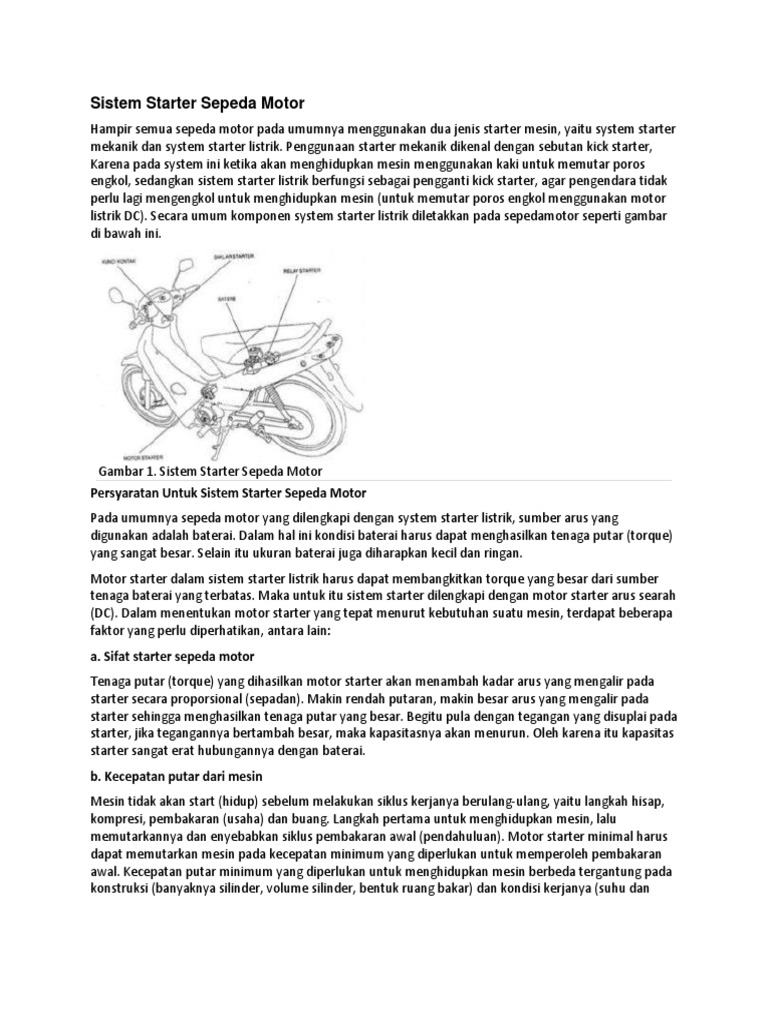Sistem Starter Sepeda Motor | PDF