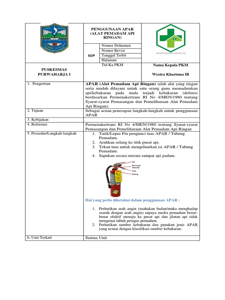 Sop Tata Cara Penggunaan Apar