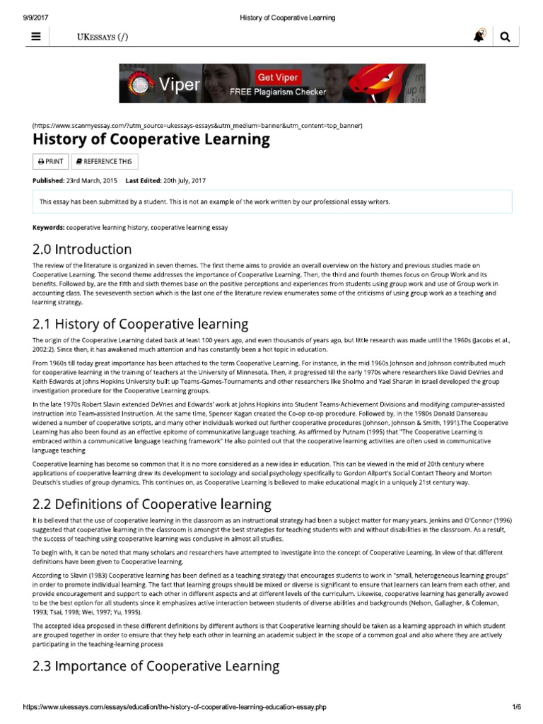 History of Cooperative Learning | PDF