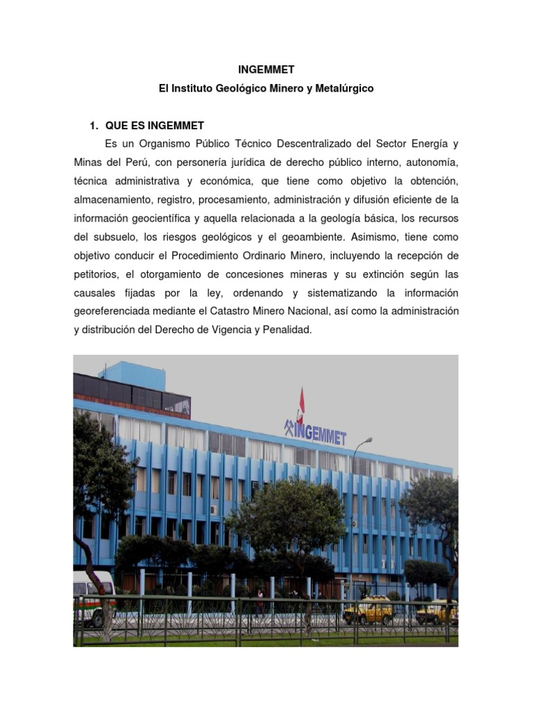 INGEMMET | Minería | Mapa | Prueba gratuita de 30 días | Scribd