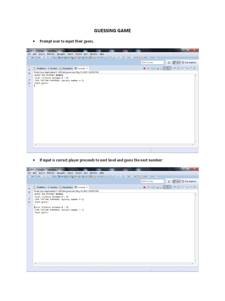 Guessing Game: Prompt User To Input Their Guess | PDF