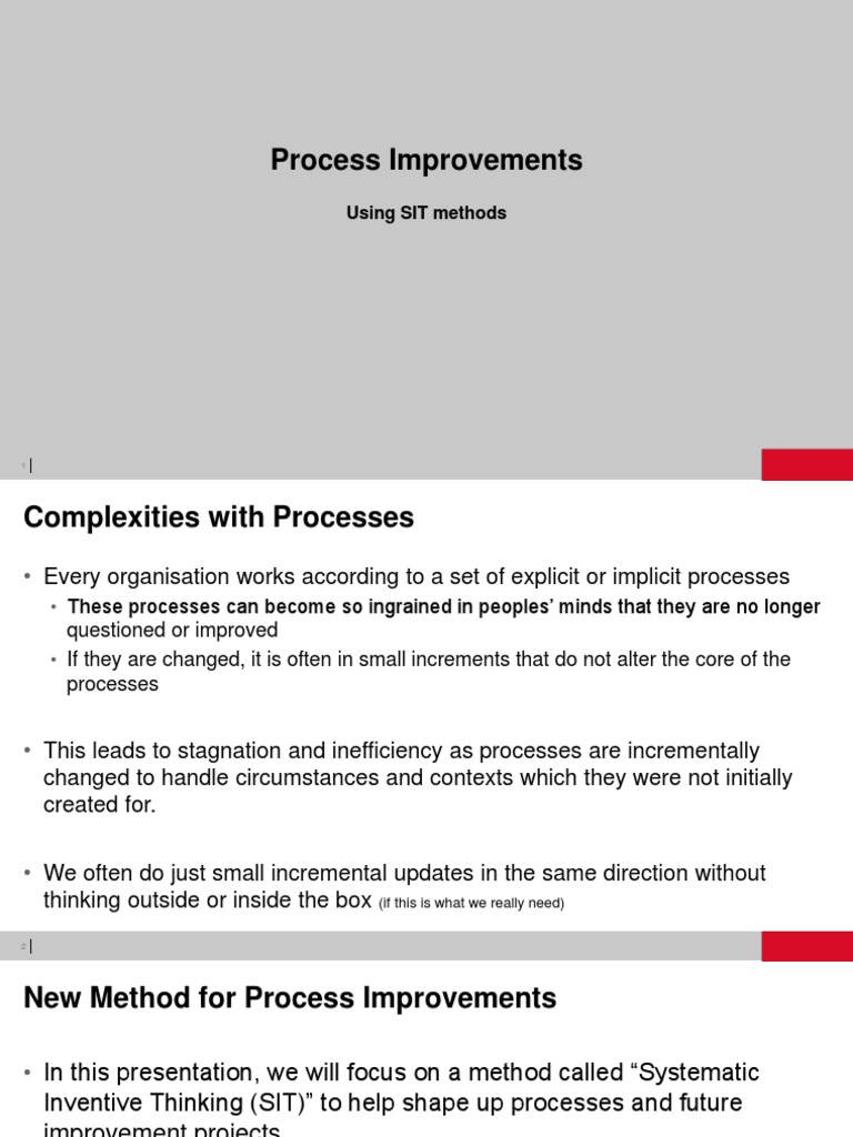 Process Improvement with SIT Methods | PDF | Systems Science | Cognition