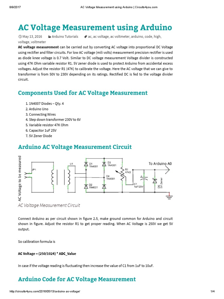 Arduino AC Voltage Measurement Guide | PDF | Voltage | Rectifier
