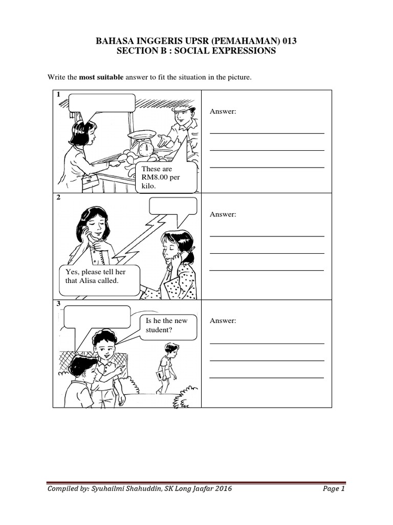 Social Expressions Worksheet | PDF