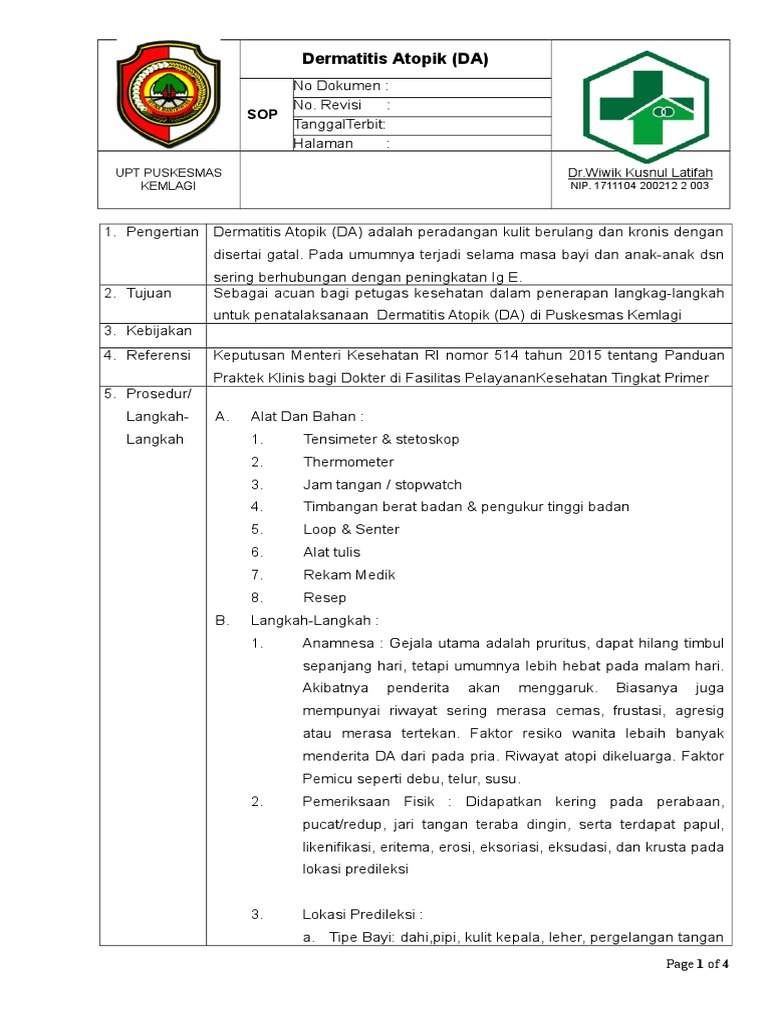 SOP Dermatitis | PDF | Kesehatan Holistik