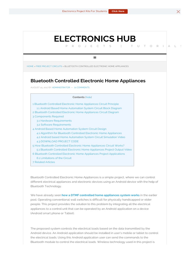 Bluetooth Controlled Electronic Home Appliances | PDF | Bluetooth ...