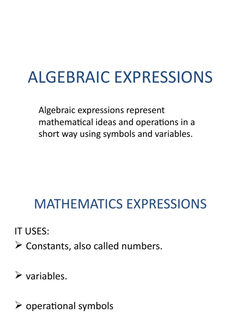Algebraic Expressions | PDF | Variable (Mathematics) | Algebra