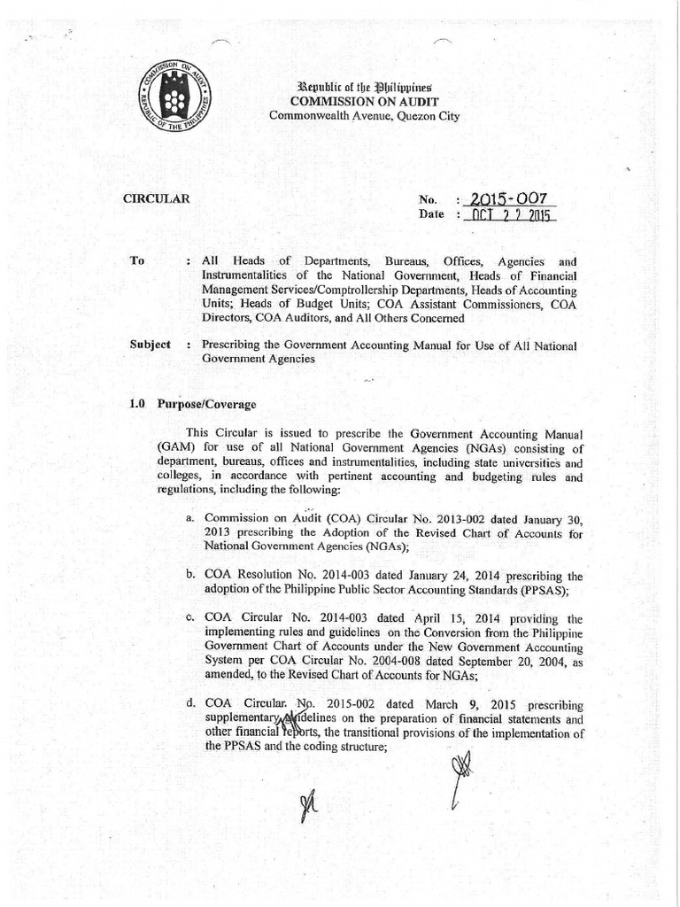 Coa Circular No.2015 007 PDF | PDF