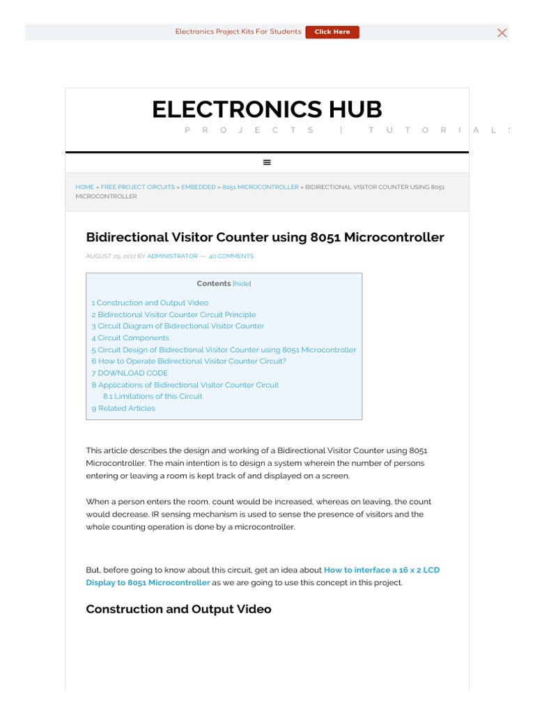Bidirectional Visitor Counter Using 8051 Microcontroller | Download Free PDF | Microcontroller ...